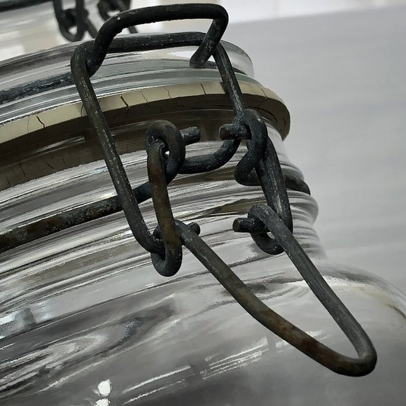 Storage & Organization | 2 Vintage Liter Glass Bail Trigger Jars | Poshmark
